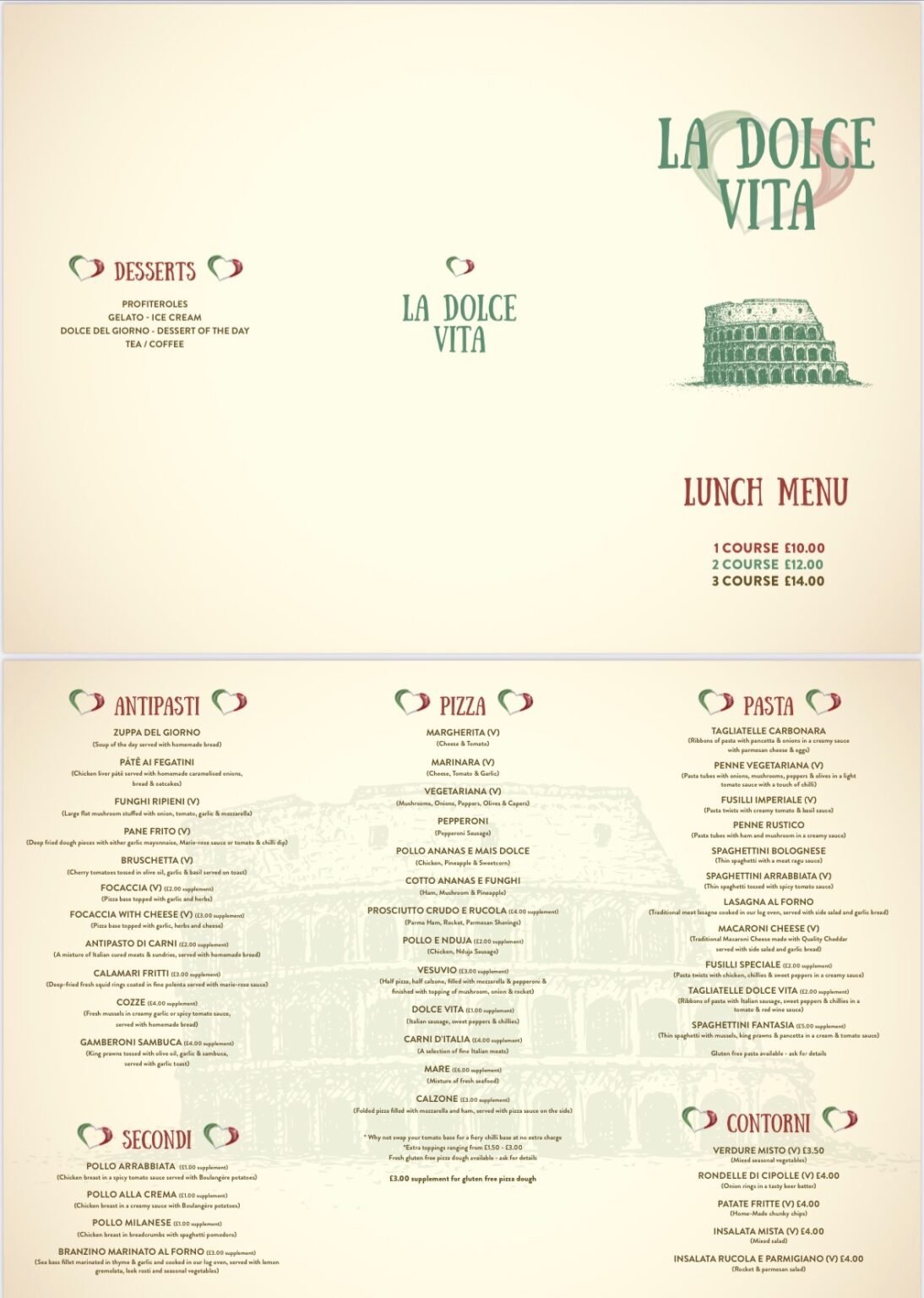 Offers & Set Menus - La Dolce Vita Dumfries