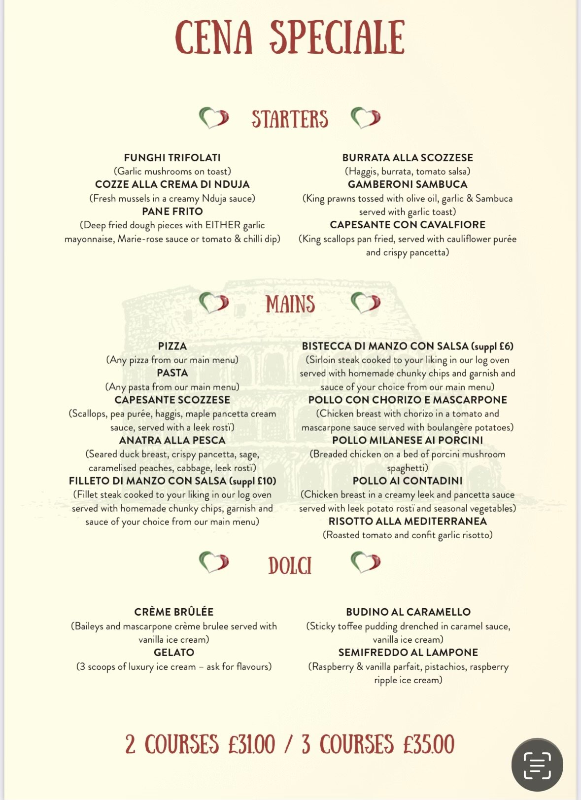 Offers & Set Menus - La Dolce Vita Dumfries